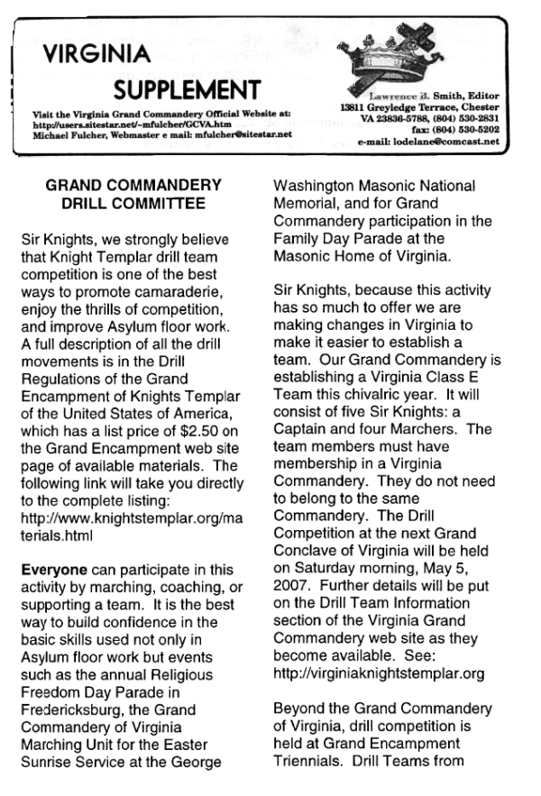 Drill Corps - Grand Commandery of Knights Templar of Virginia