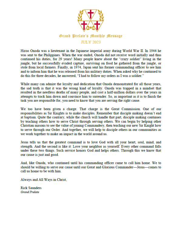 Devotions - Grand Commandery of Knights Templar of Virginia