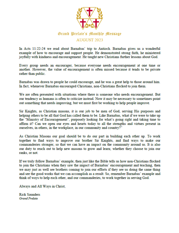 Devotions - Grand Commandery of Knights Templar of Virginia