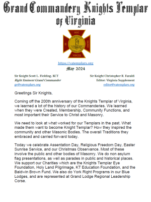 VA Insert - Grand Commandery of Knights Templar of Virginia